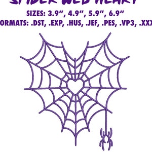 Spider Web Heart Embroidery File Halloween Embroidery Design - Etsy
