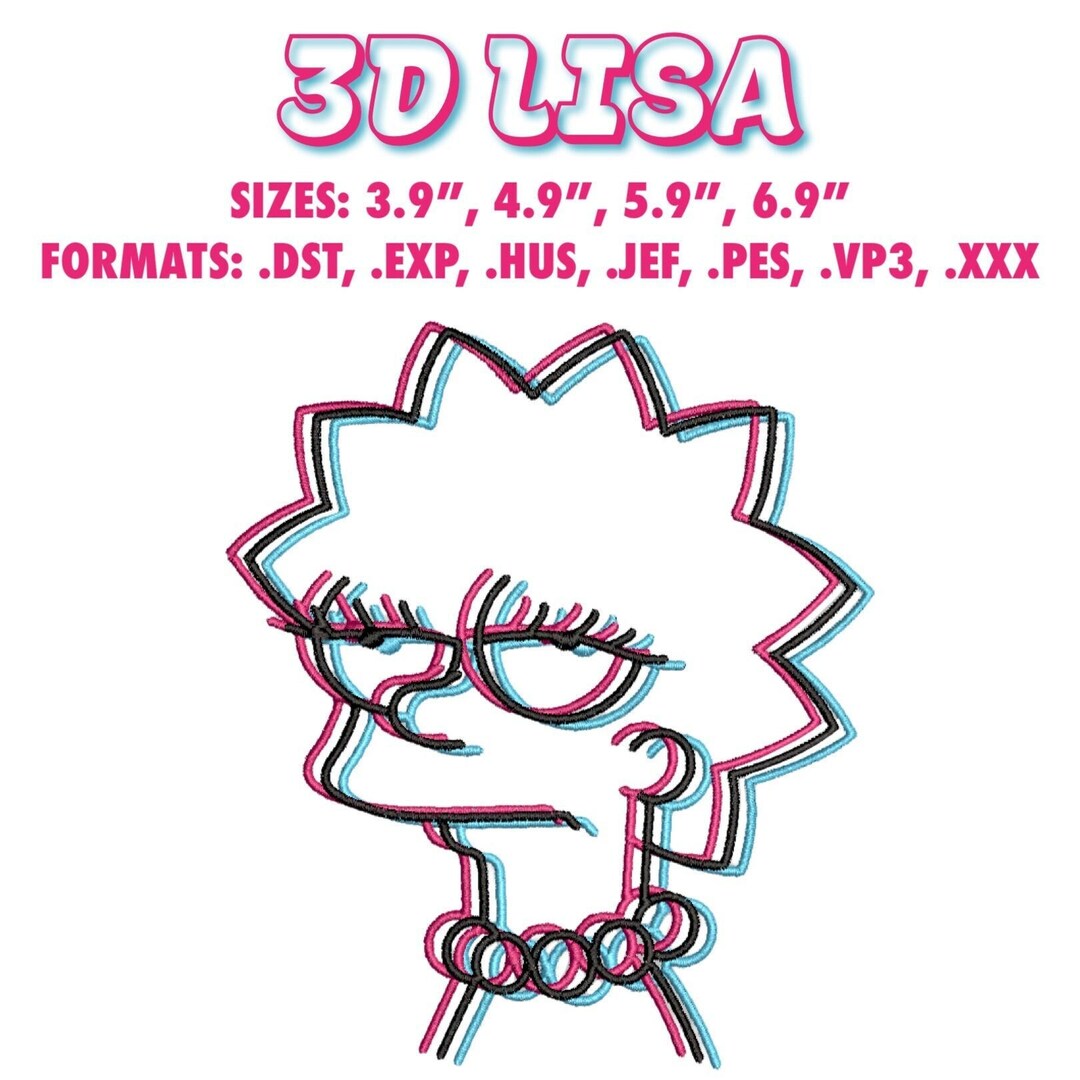 3D Lisa Embroidery File | the Simpsons Design Download | Embroidery ...
