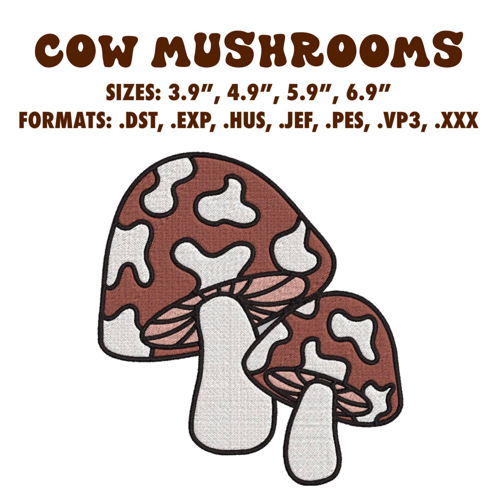 Cow Mushrooms Embroidery File Cottage Core Embroidery Design - Etsy UK