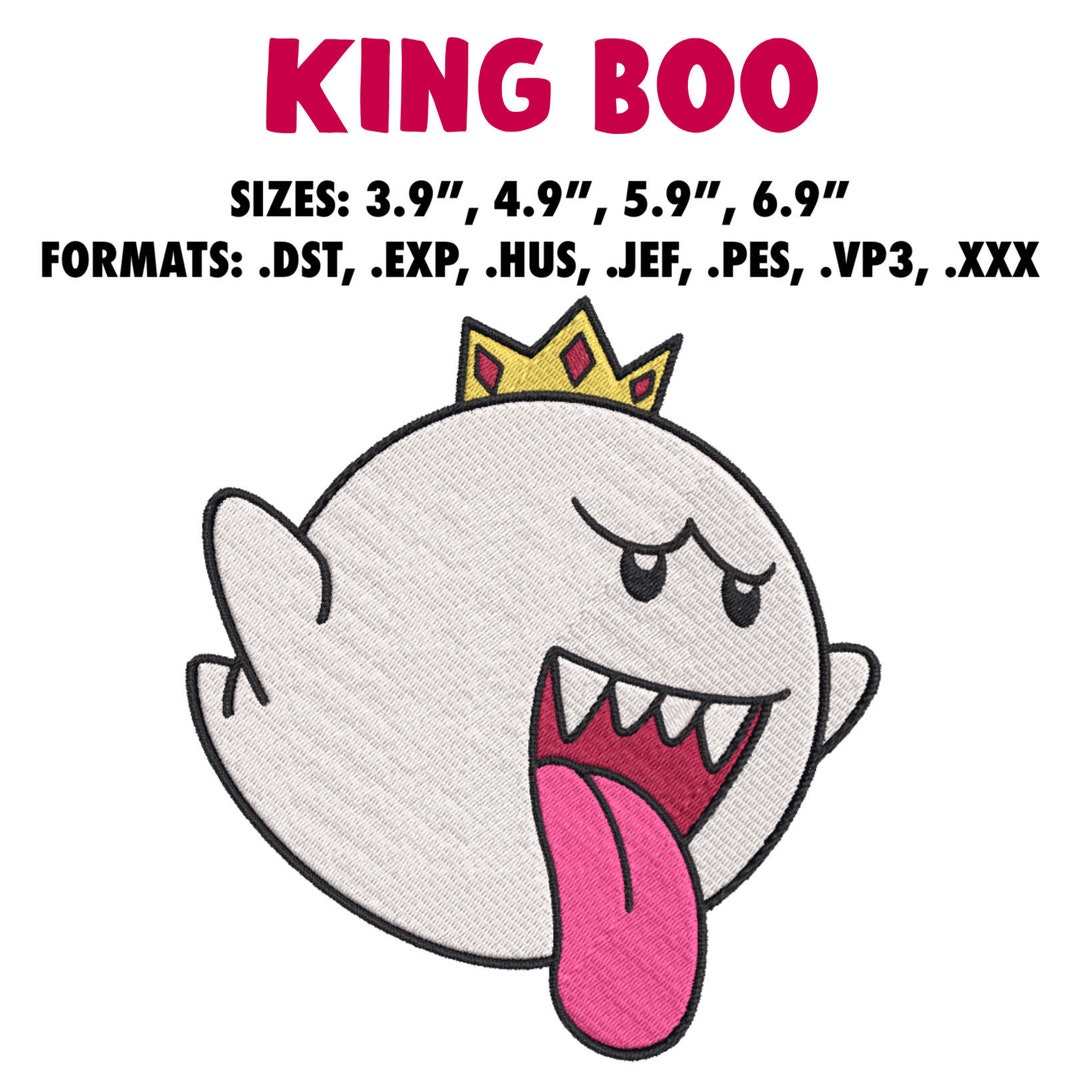 King Boo Embroidery File | Mario Kart Ghost Embroidery Design Download ...