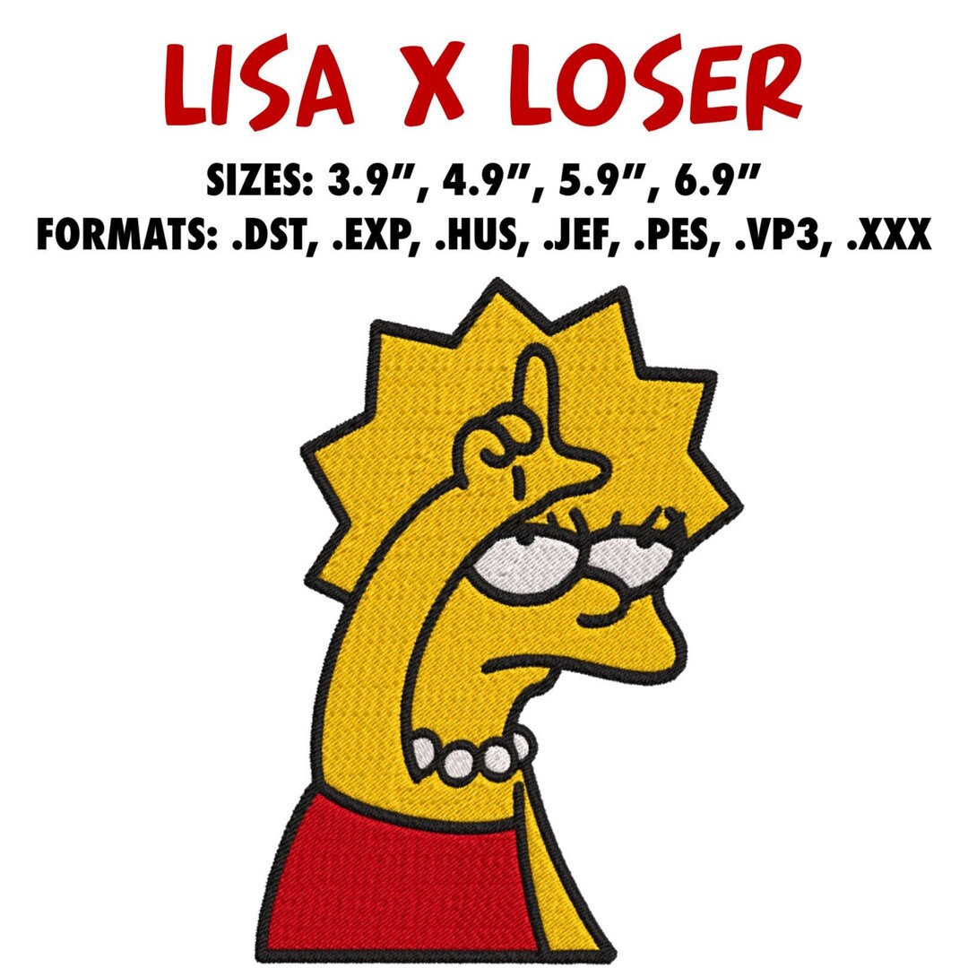 Lisa X Loser Embroidery File | the Simpsons Embroidery Design Download ...