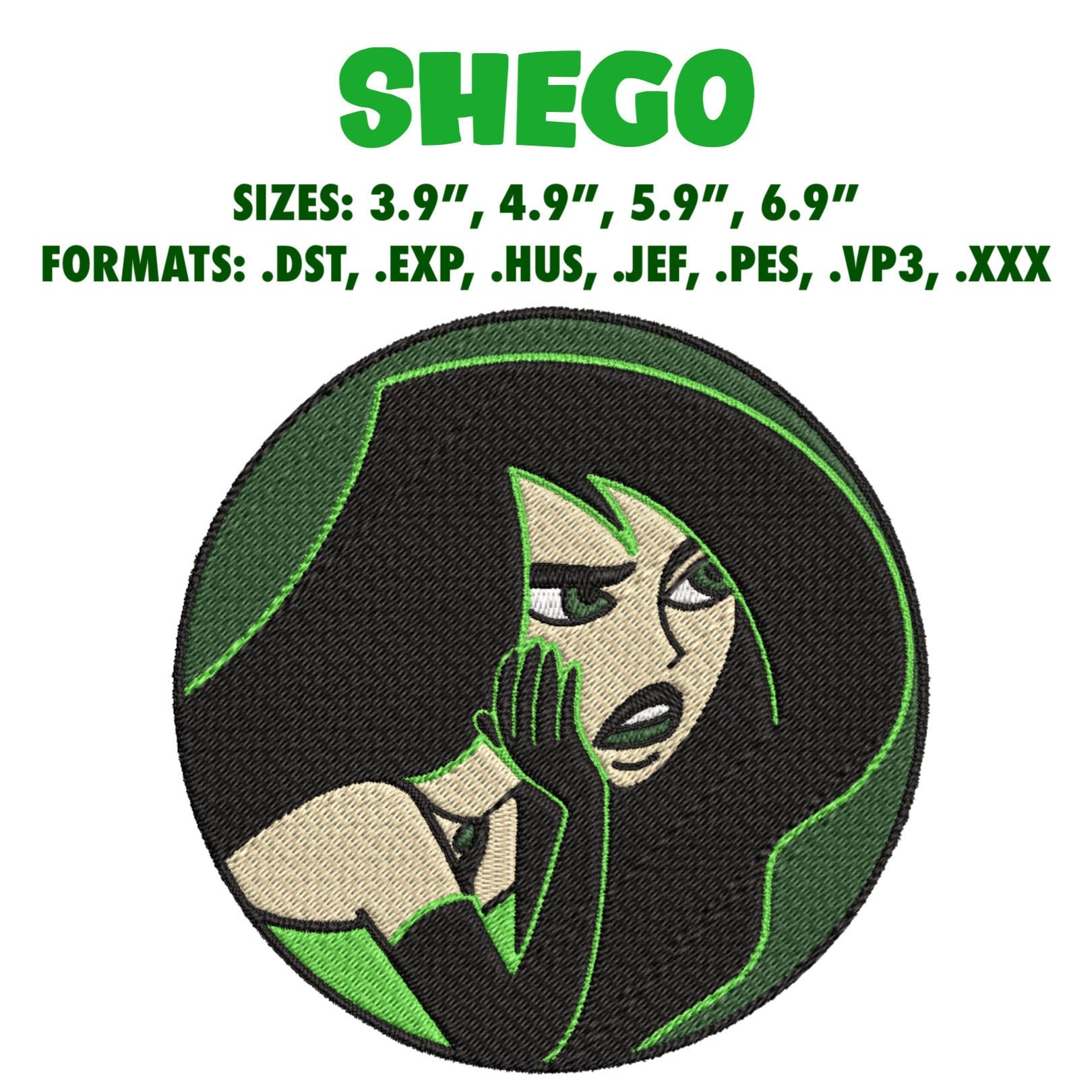 Shego Embroidery File Kim Possible Embroidery Design | Etsy