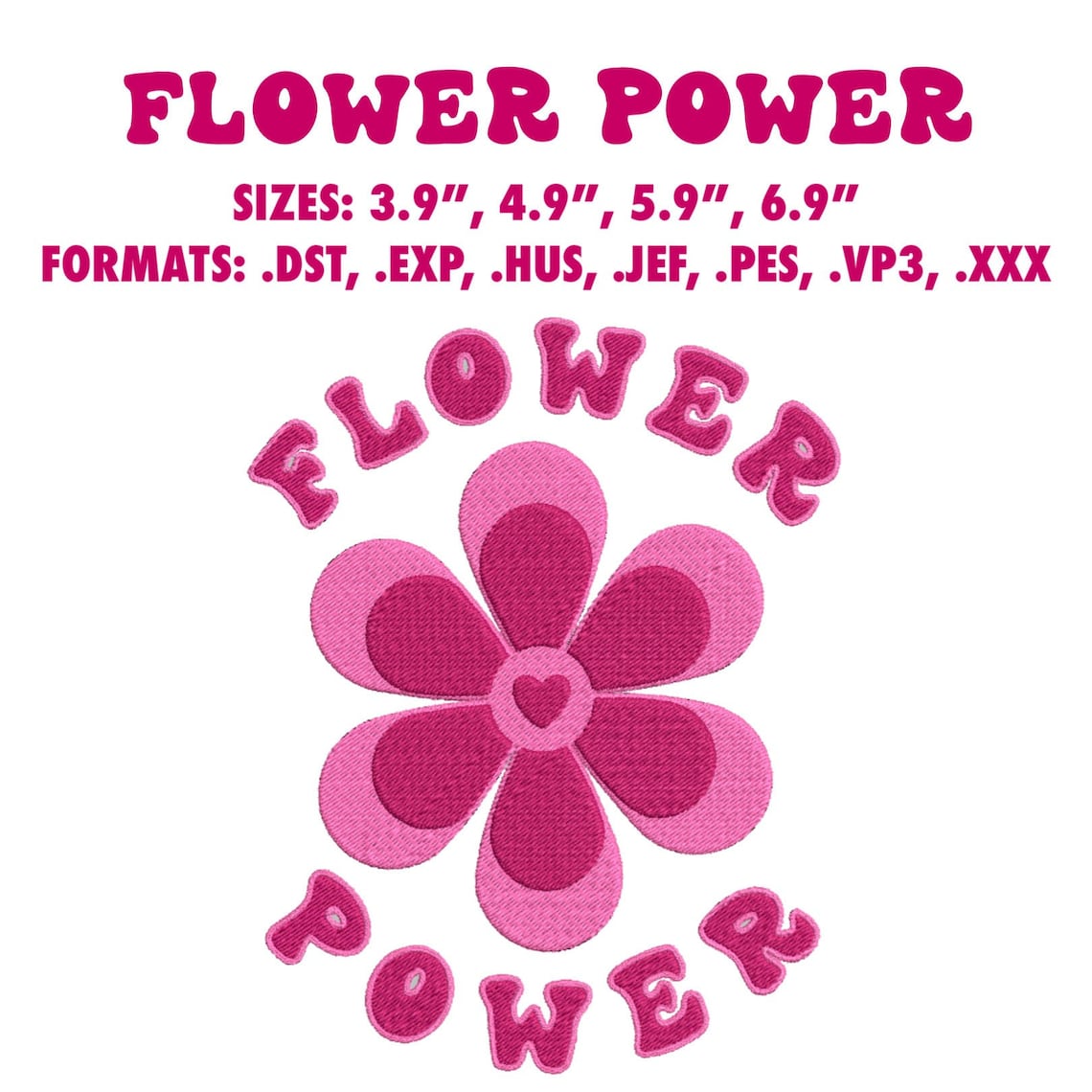 Flower Power Embroidery File | Hippie Embroidery Design Download ...
