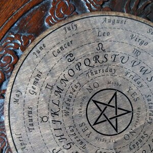 Pendulum Board Handmade Wooden Ritual Disc 6 Inch / 15 Cm Wide Symbol ...