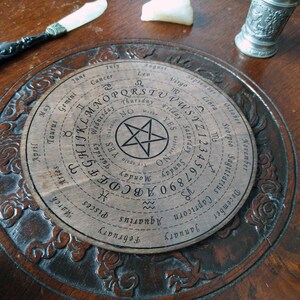 Pendulum Board Handmade Wooden Ritual Disc 6 Inch / 15 Cm Wide Symbol ...