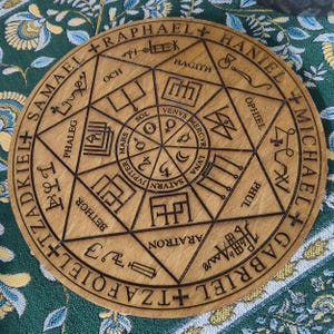 Seal of the Seven Archangels | Engraved Wooden Altar Plate | Choice of ...