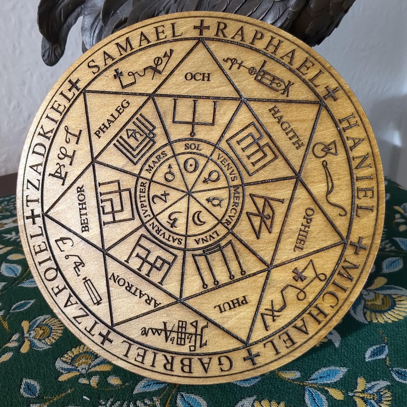 Seal of the Seven Archangels | Engraved Wooden Altar Plate | Choice of ...