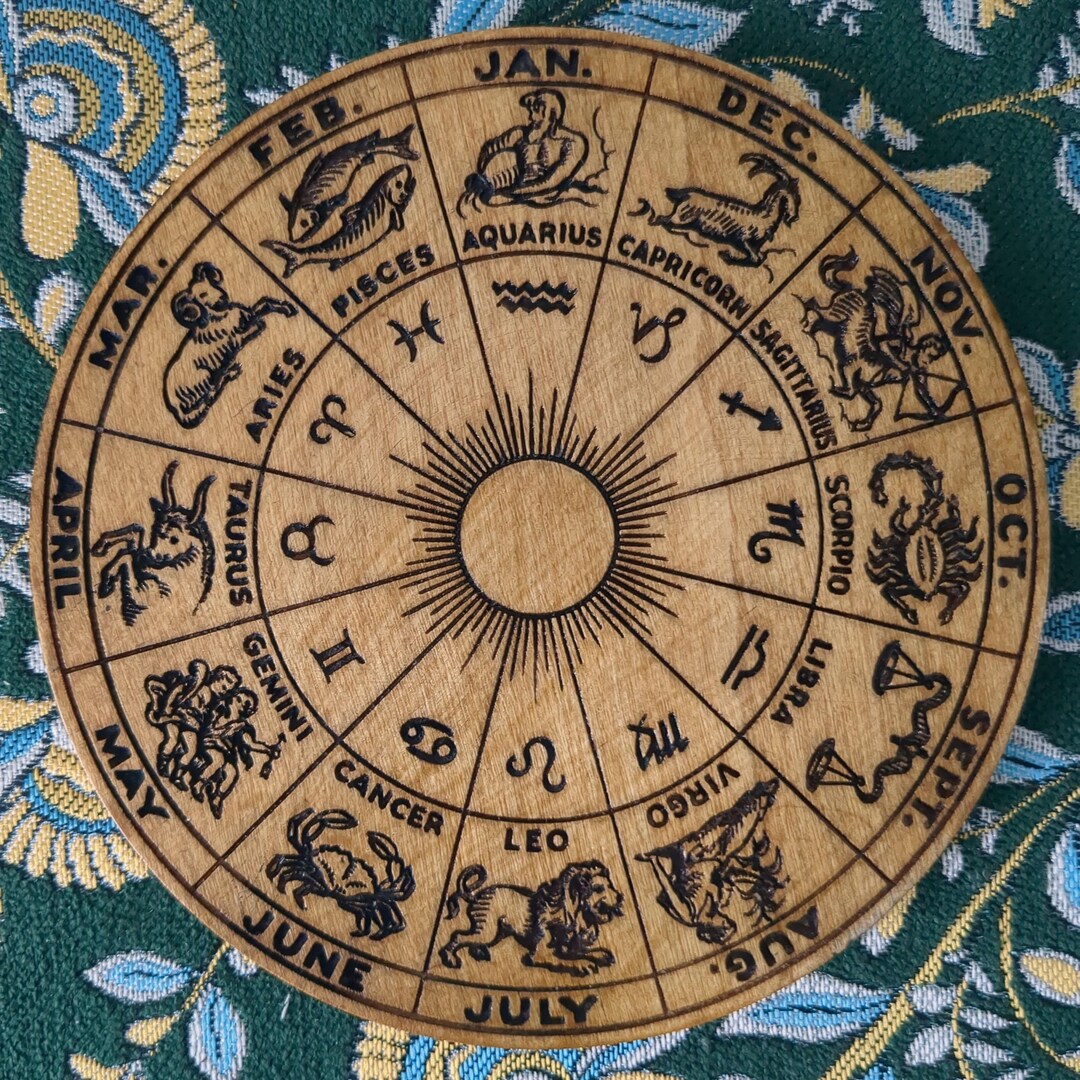 Astrology Chart | Engraved Wooden Ritual Altar Plate for Spiritual ...
