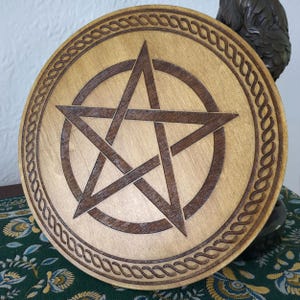 Pentacle / Pentagram | Engraved Wooden Altar Plate | Choice of Sizes ...