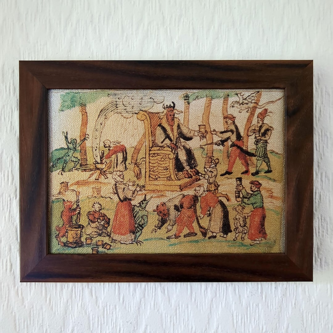 Witch’s Sabbath | Folkloric Woodcut From the Wickiana, 1600s | Framed ...