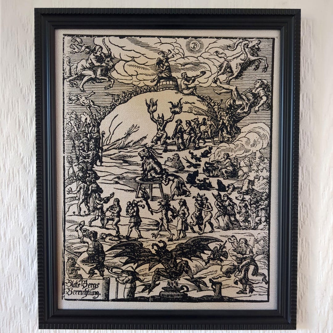 Blockula | Johannes Praetorius | 1668 | Framed Woodcut Reproduction on Canvas | Handmade ...