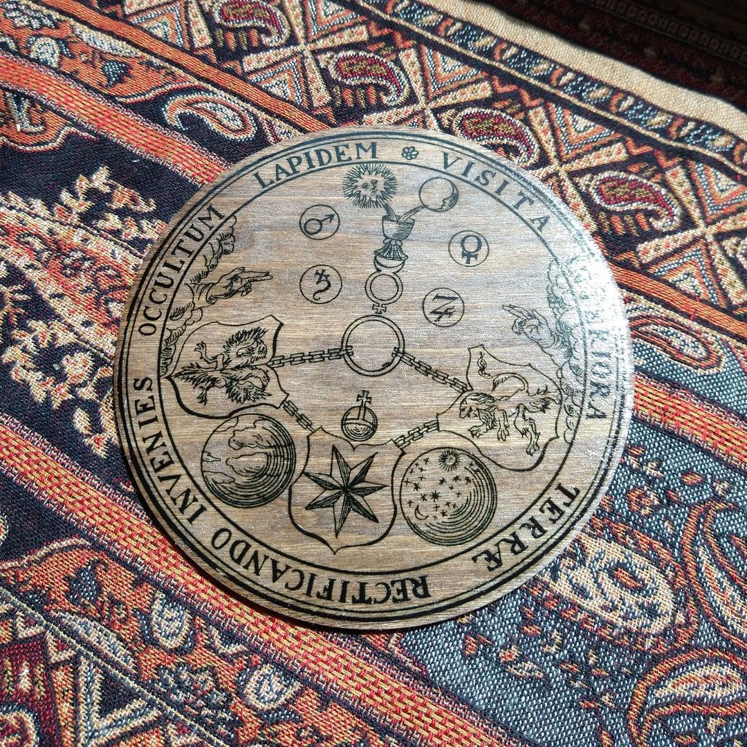 Rosicrucian Mandala Handmade Wooden Ritual Altar Disc 6 Inch Wide ...