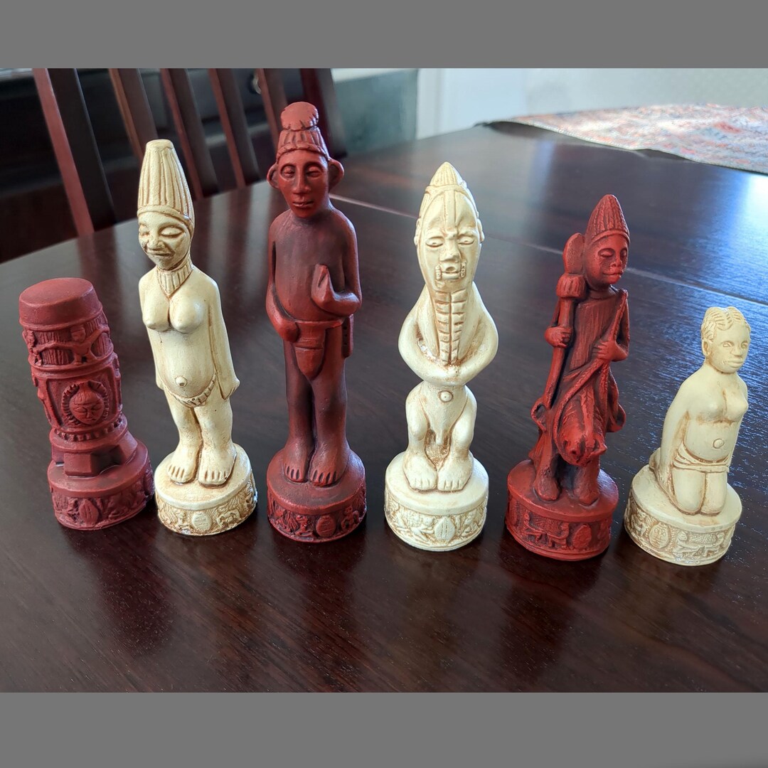 African Figurative Art Chess Set | 32-piece Handcrafted Chess Set ...