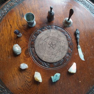 Pendulum Board Handmade Wooden Ritual Disc 6 Inch / 15 Cm Wide Symbol ...