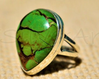 Green Copper Turquoise Ring - Etsy