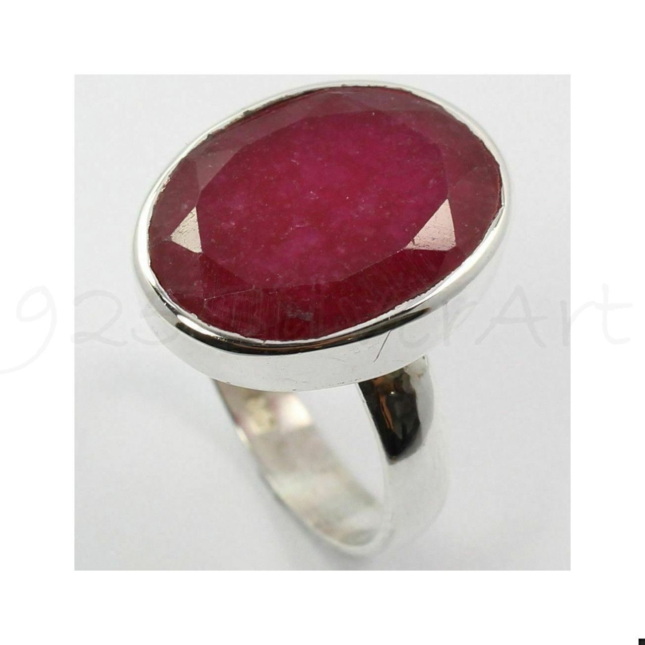Indian Ruby Ring Faceted Stone Silver Ring Natural - Etsy