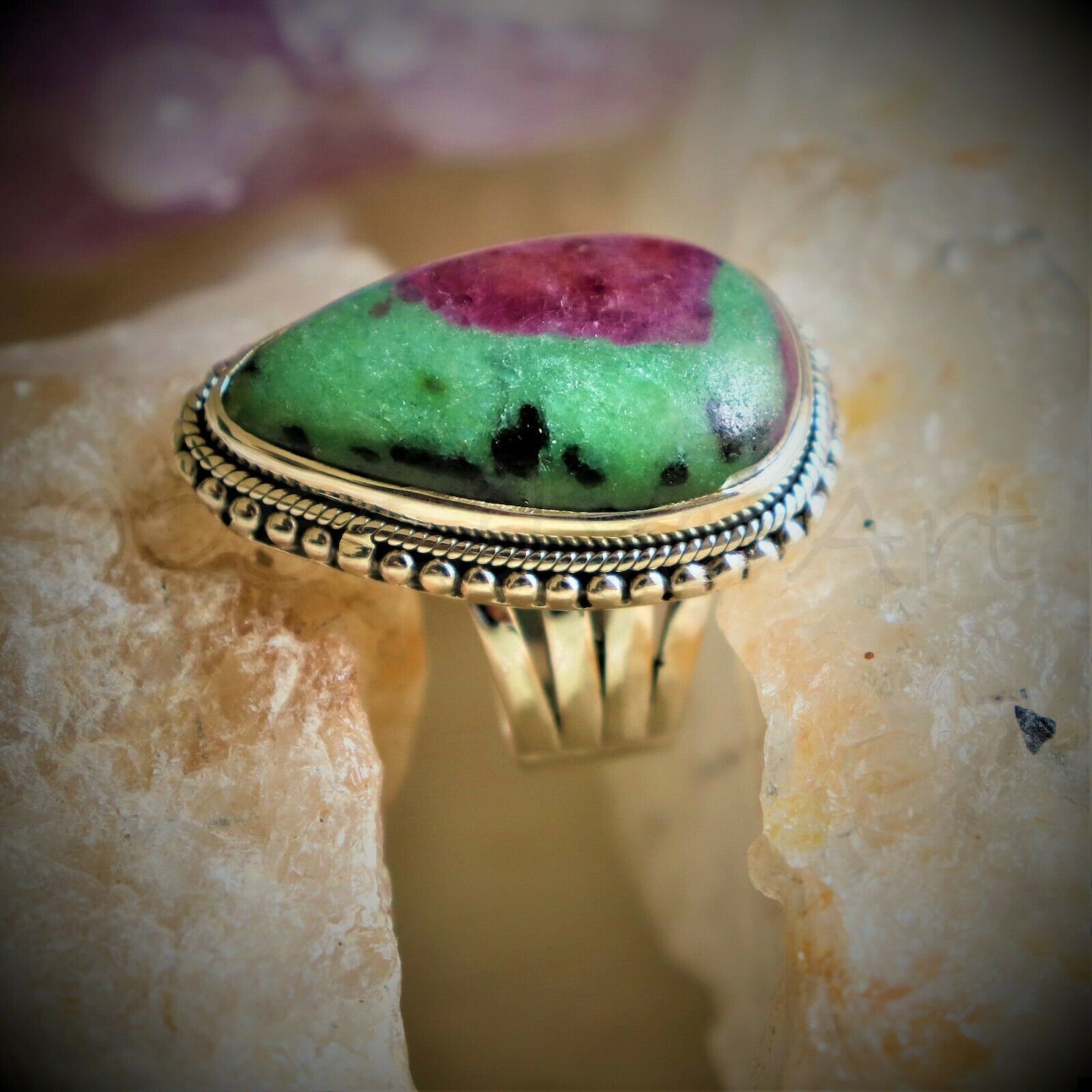 Ruby Zoisite Ring 925 Sterling Silver Natural Stone Ring | Etsy
