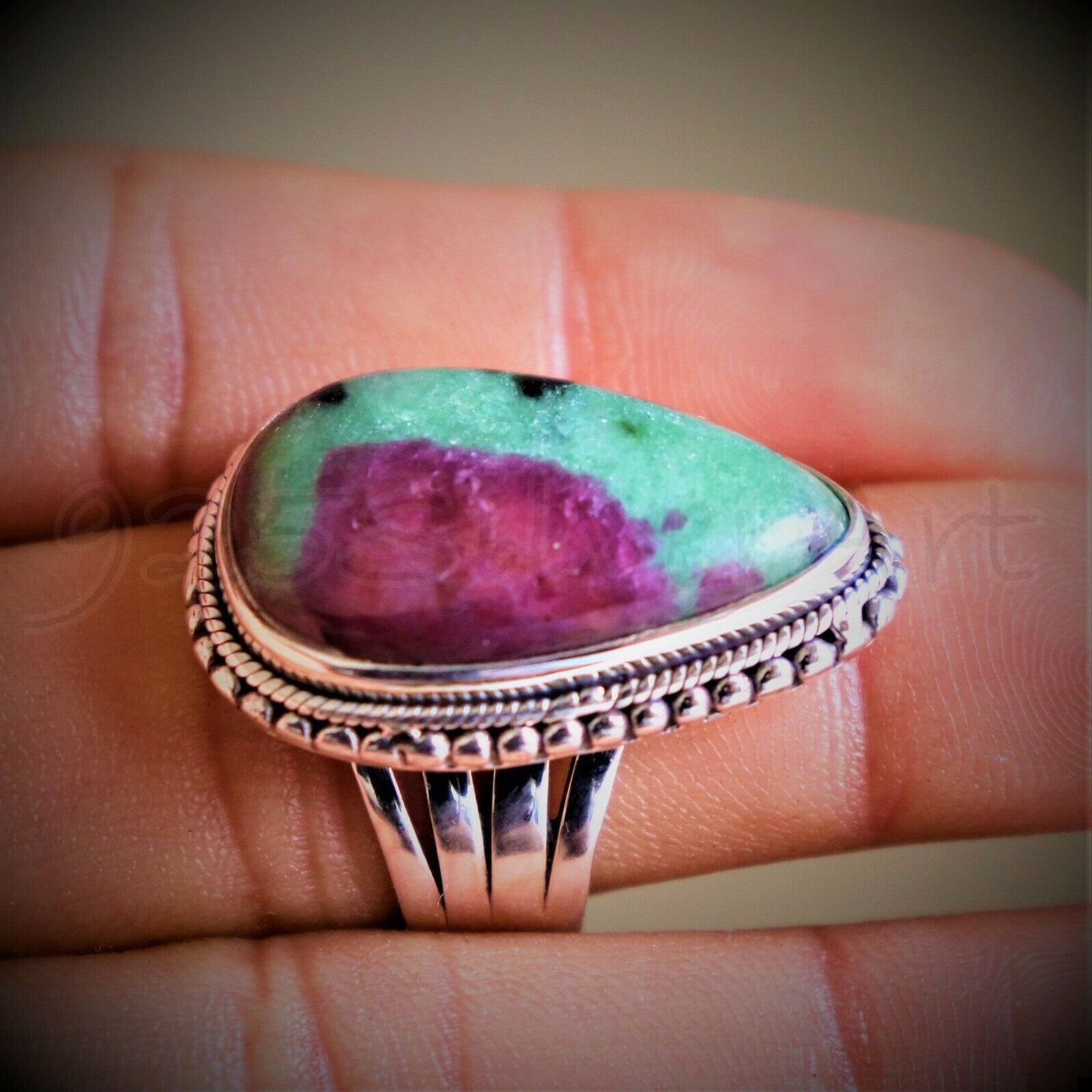 Ruby Zoisite Ring 925 Sterling Silver Natural Stone Ring | Etsy