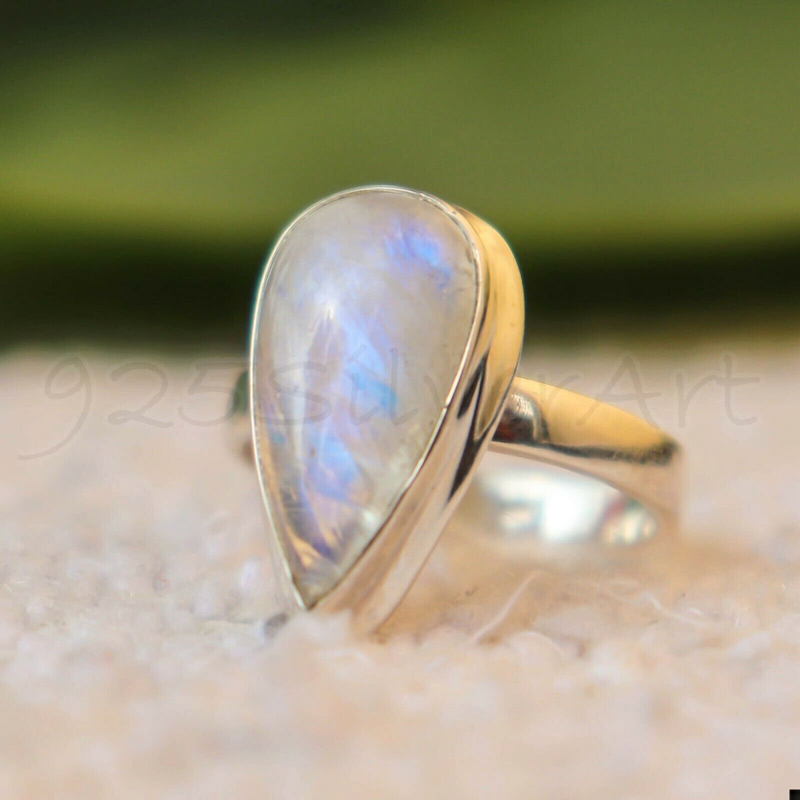 Regenbogen Mondstein Ring 925 Sterling Silber Birne Stein | Etsy