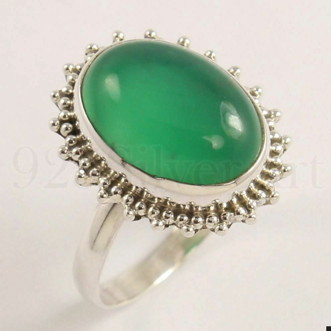 Designer Silver Ring Green Stone Ring Natural Stone Ring - Etsy