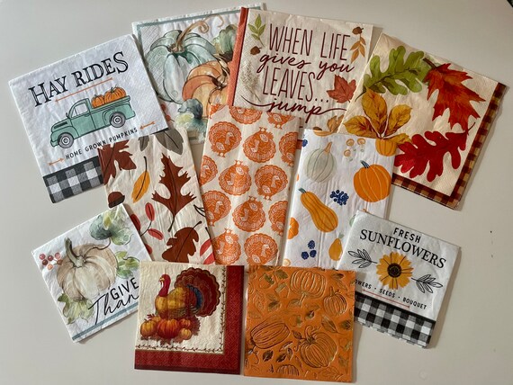 Fall Themed Napkins for Decoupage and Paper Crafting - Etsy