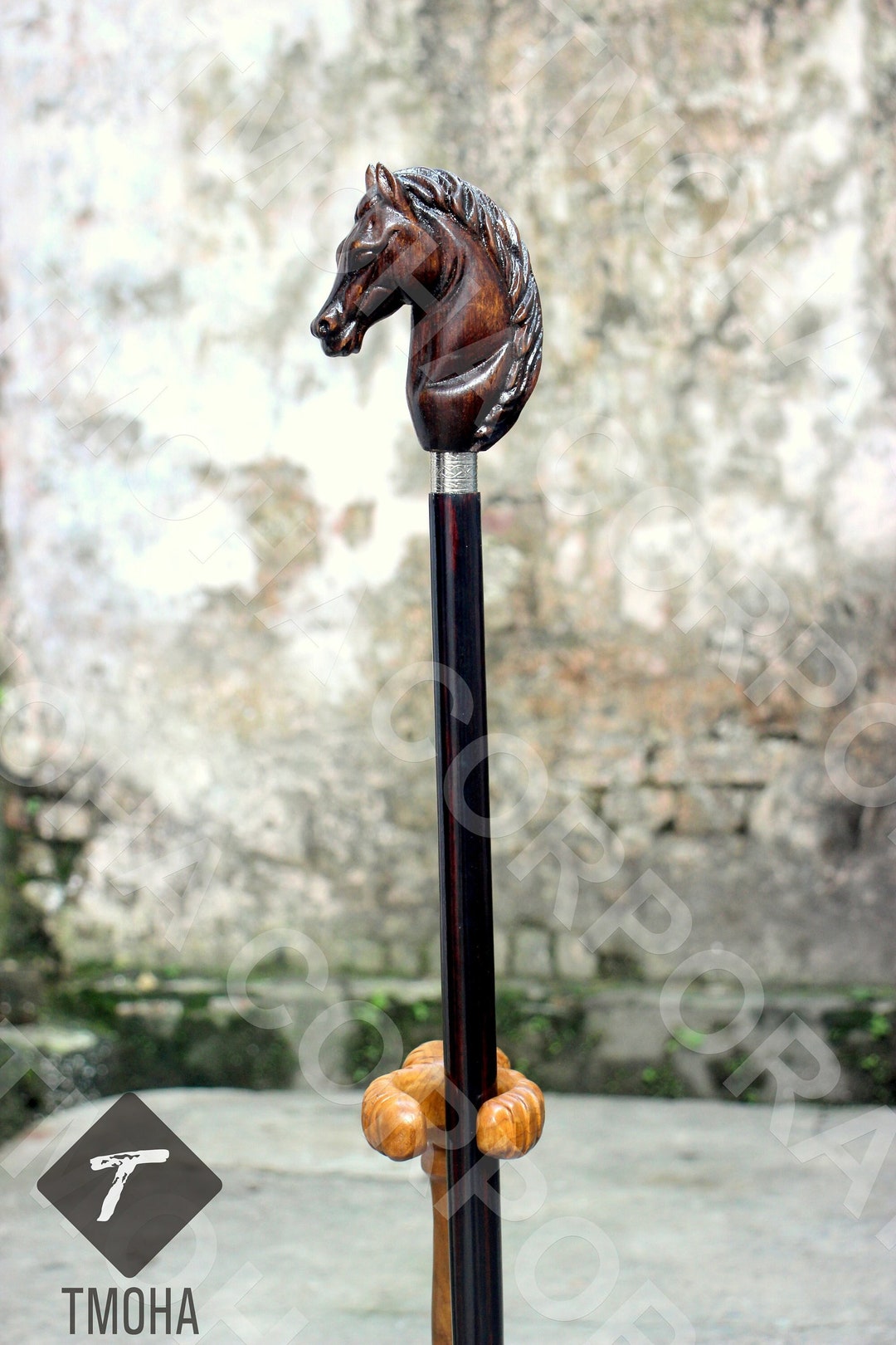 Rare Antique Cane Custom Carved Horse Walking Stick Fancy, Carved ...