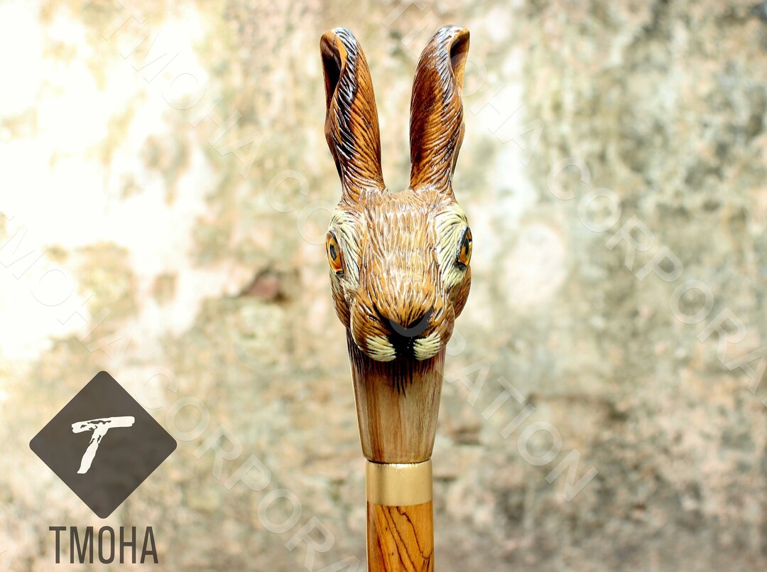Rare Antique Cane Walking Stick Rabit Head Designer Walking Cane ...