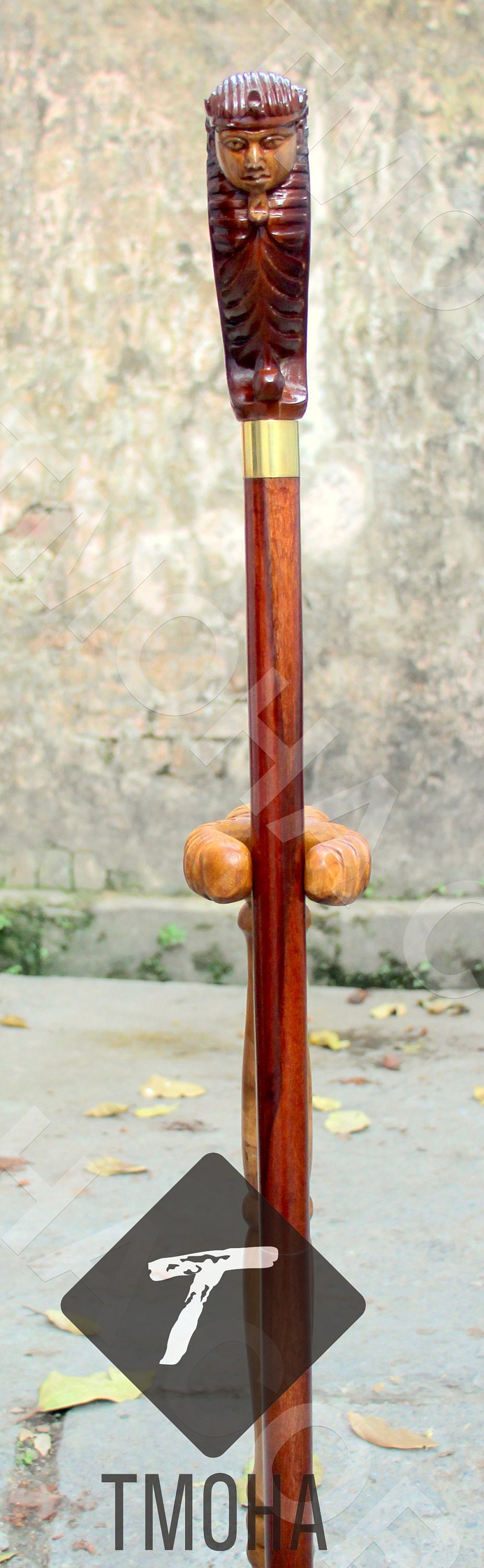 Rare Antique Cane Walking Stick Egyptian Pharaoh Head Designer Walking ...