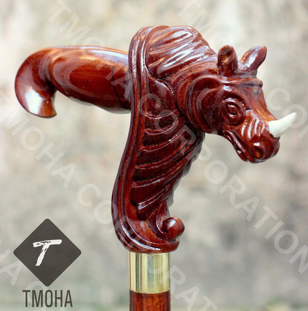 Rare Antique Cane Walking Stick Rhinoceros Head Designer Walking Cane ...
