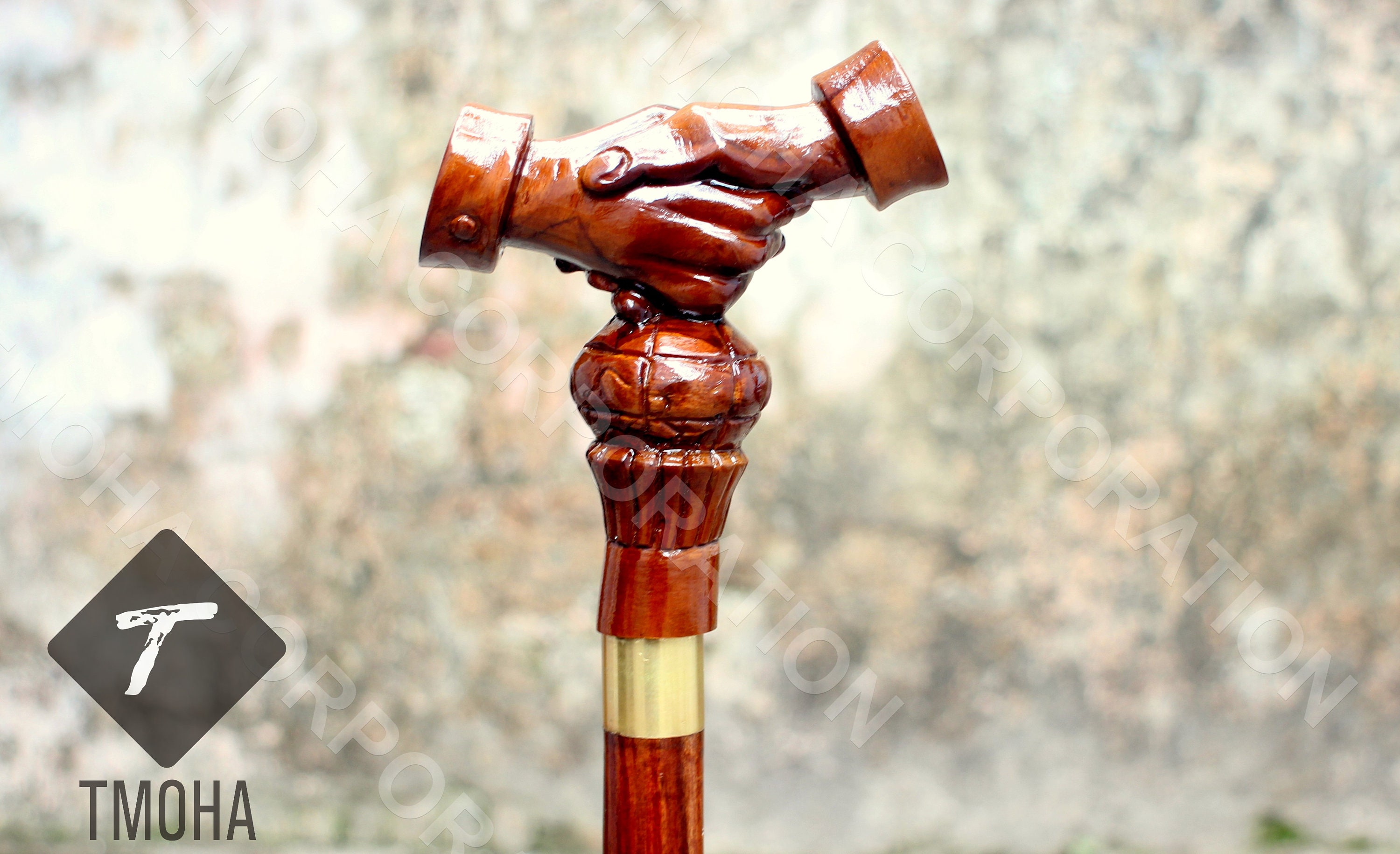 Rare Antique Cane Walking Stick Beautiful Handshake Designer Walking ...