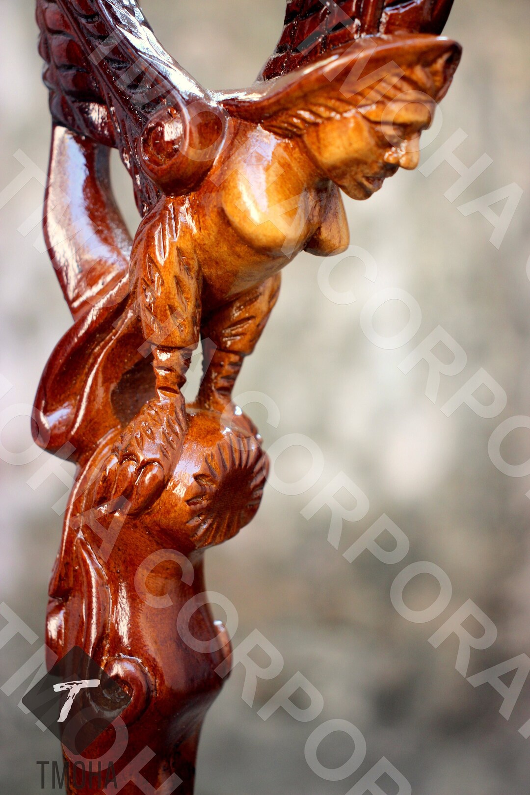 Rare Antique Cane Walking Stick Relaxing Beautiful Witchcraft Head ...