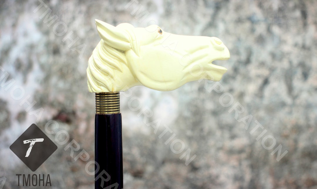 Rare Antique Cane Walking Stick Horse Head Designer Walking Cane ...