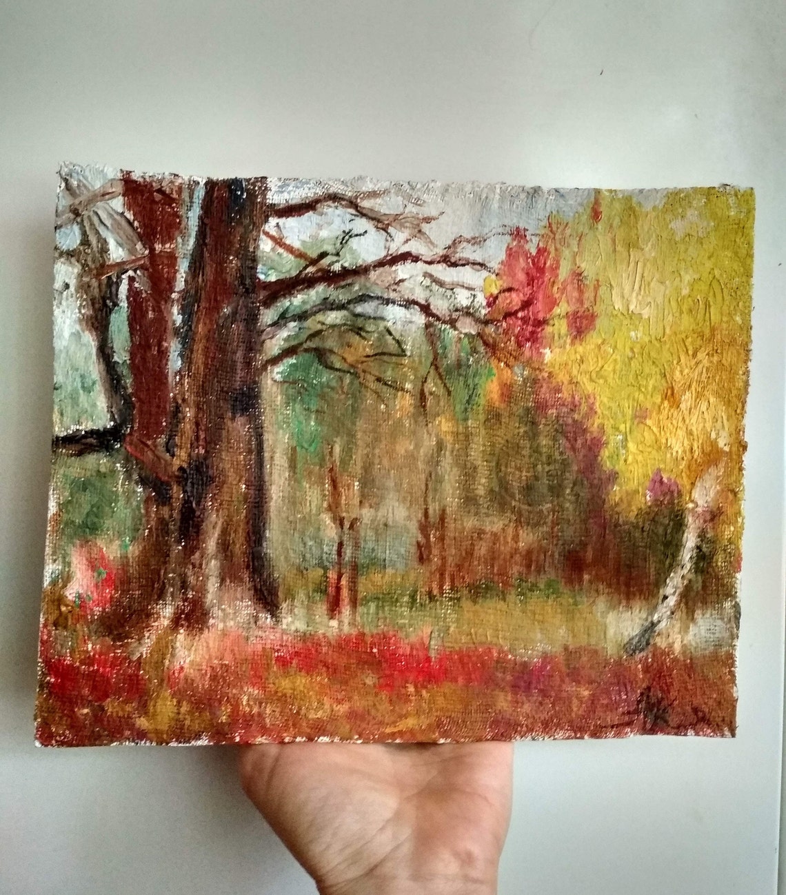 Autumn Landscape Original Painting Tree Painting Textured Oil - Etsy