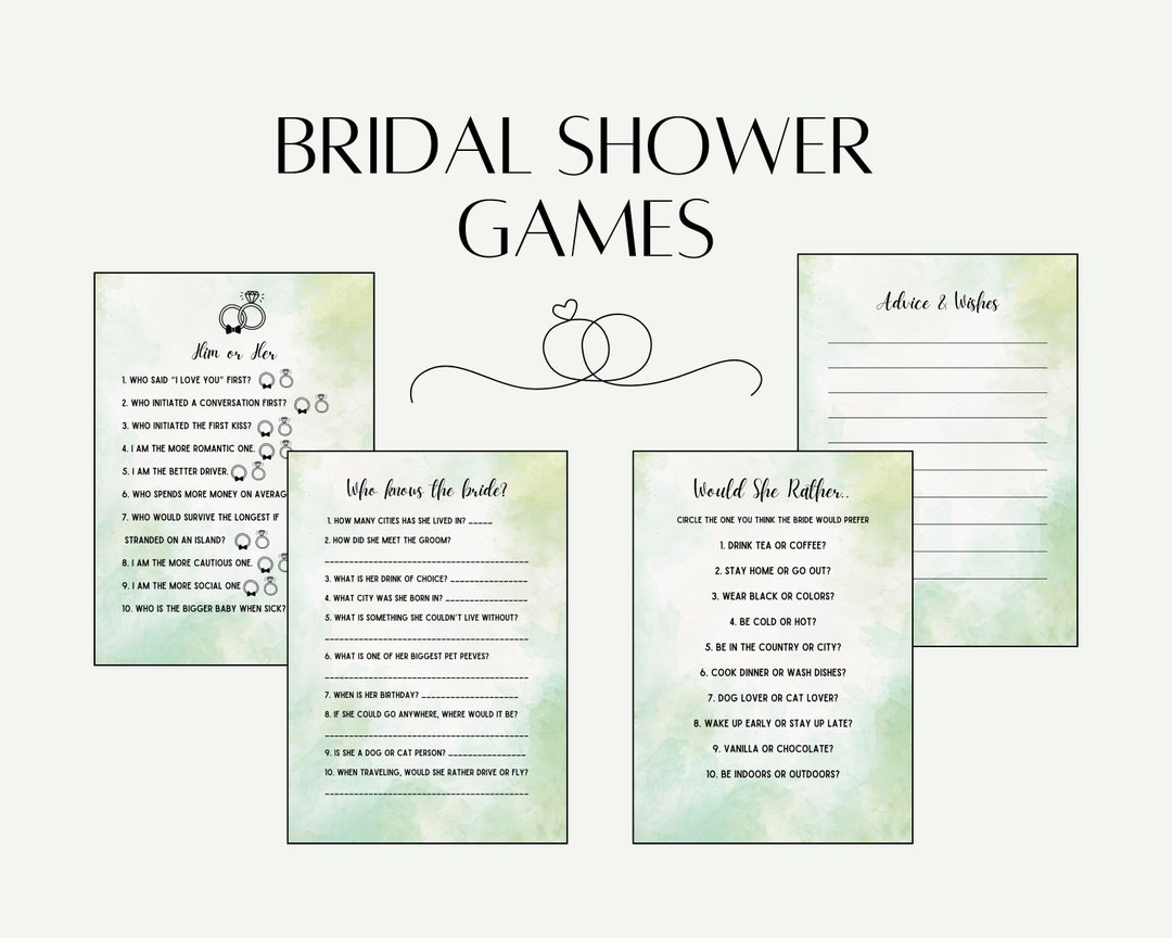 BUNDLE (PDF) Printable Bridal Shower Party Games - Etsy