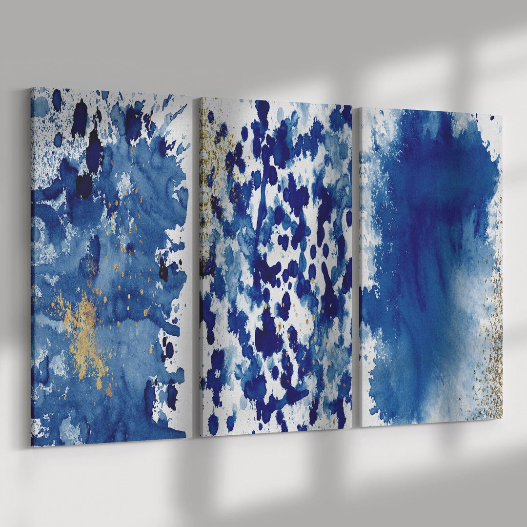 Abstract Blue Canvas Print Set of 3 Canvas Wall Art - Etsy