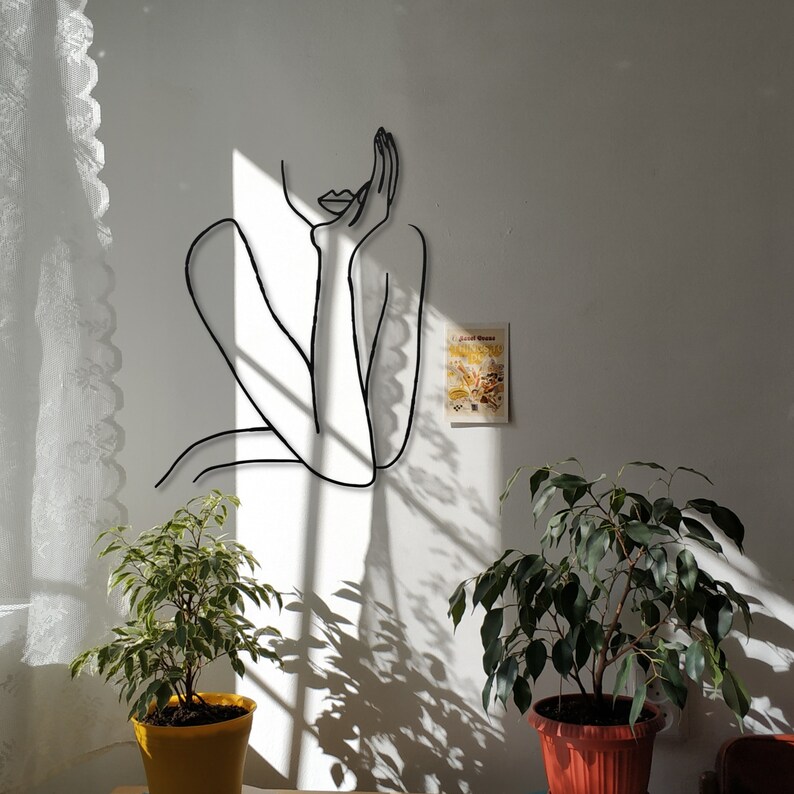 Metal Woman Line Art Minimalist Metal Wall Art Female Body Etsy