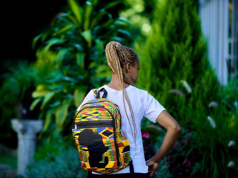 African Print Leather Back Packs - Etsy