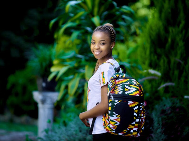 African Print Leather Back Packs - Etsy
