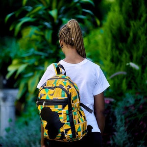African Print Leather Back Packs - Etsy