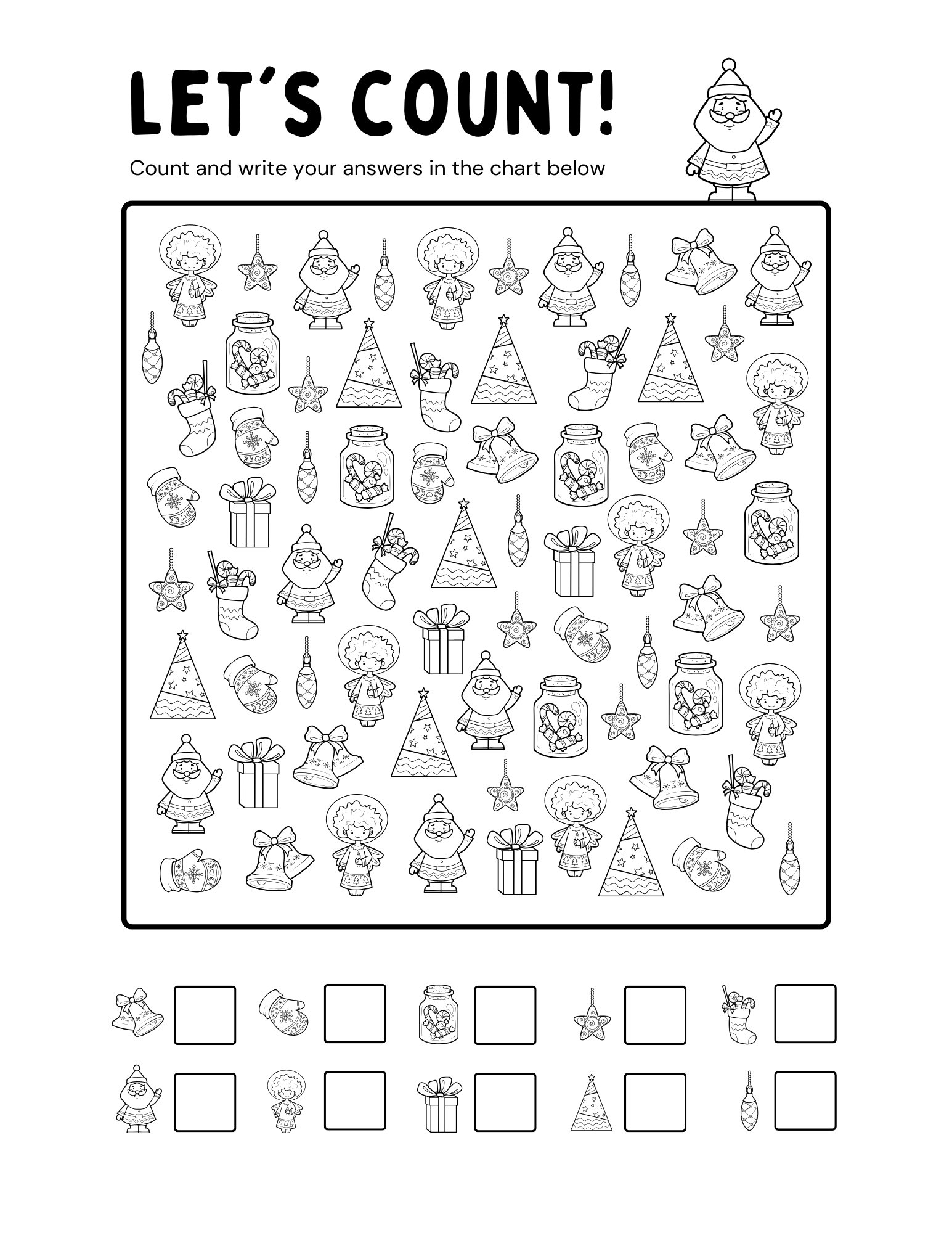 Coloring Book Kids young Children Santa Christmas Educational Fun ...