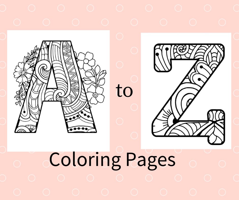 Alphabet Coloring Pages Adult Relax Digital Download | Etsy Canada