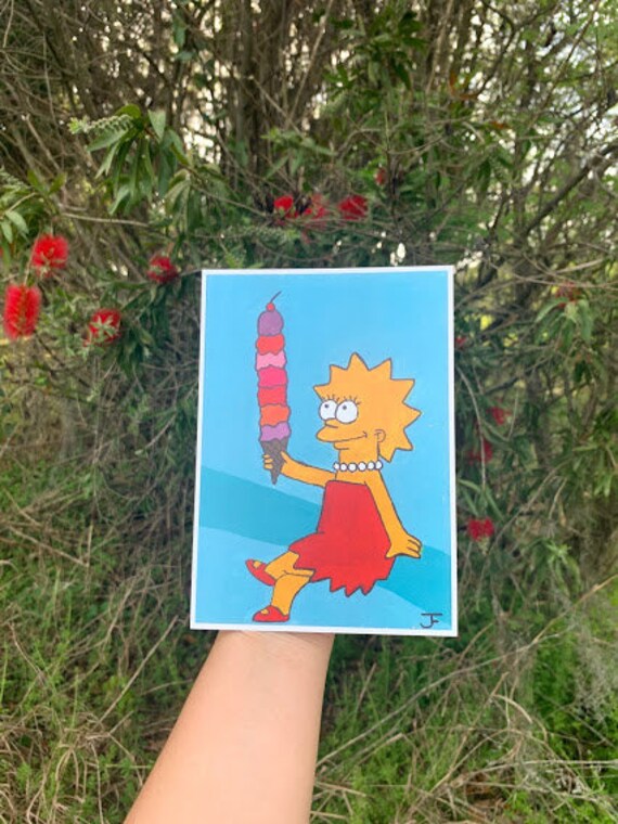 Lisa Simpson art print ice cream cute art cartoons | Etsy