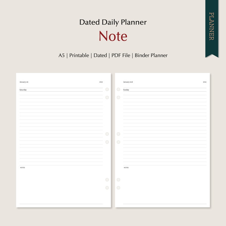 2024 Dated A5 Daily Printable Planner, Dated Planner, 2024 Dated ...