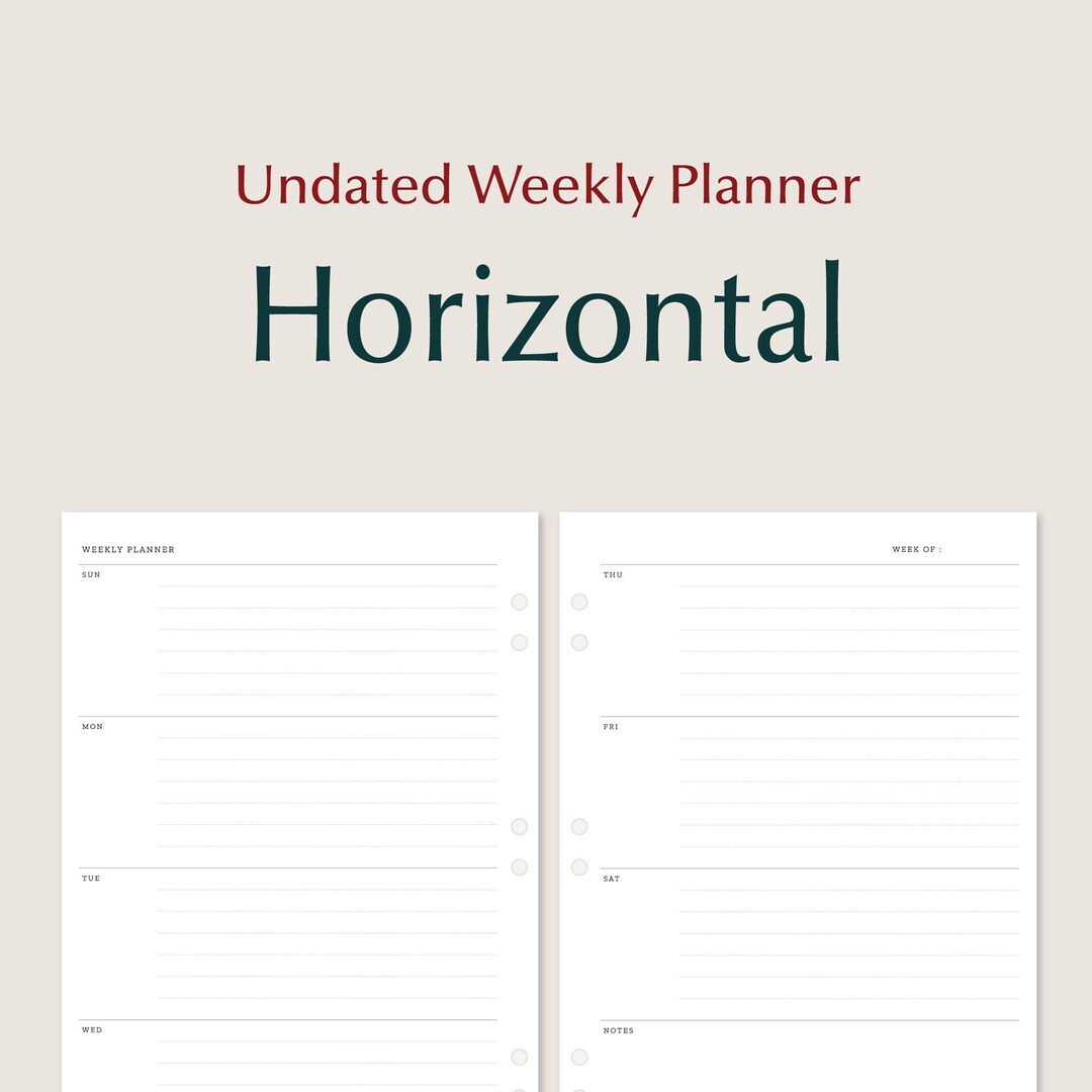 Undated A5 Weekly Printable Planner, Undated Planner, Undated Planner ...
