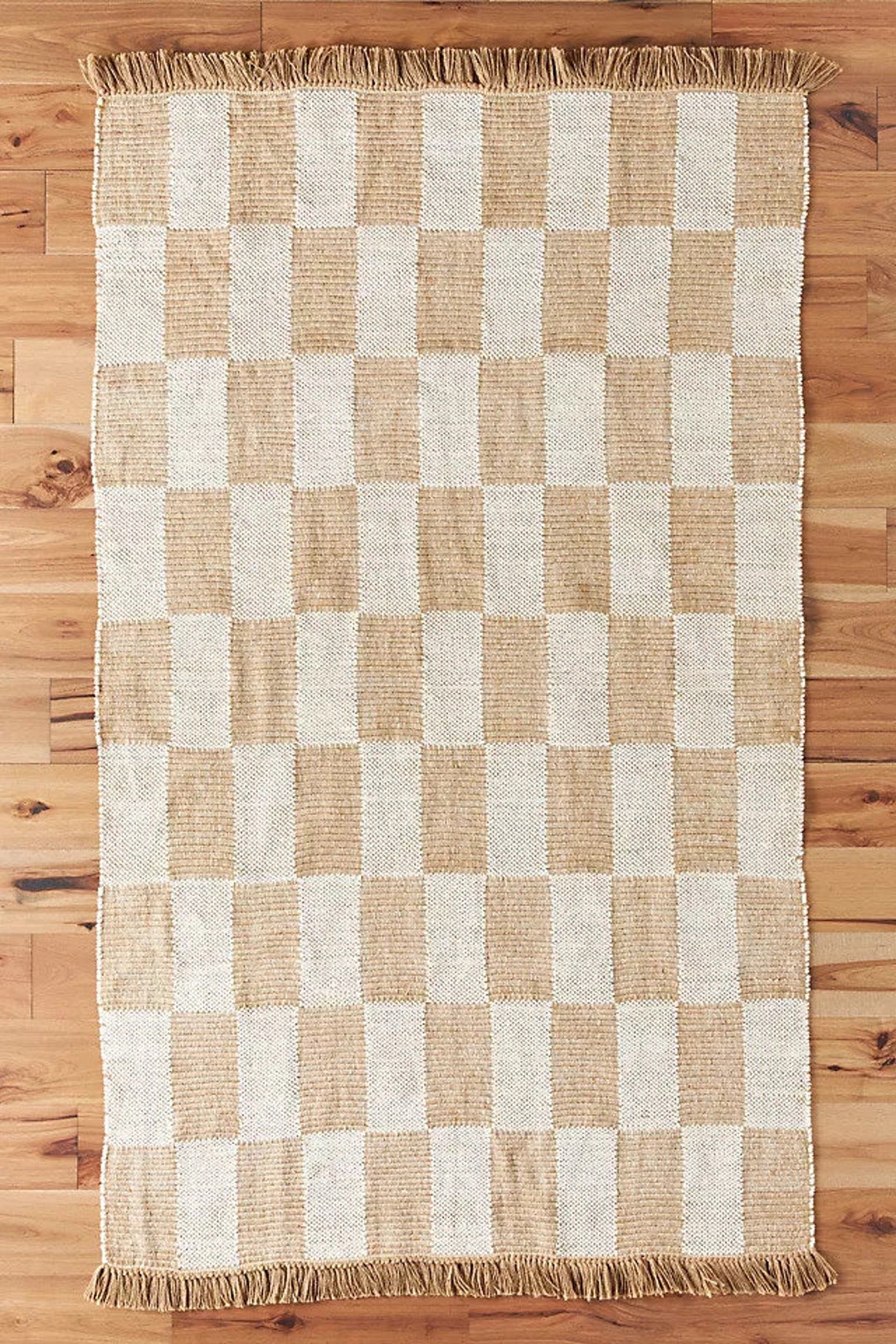 Riley Natural and Bleached Checkered Jute Rug - Etsy