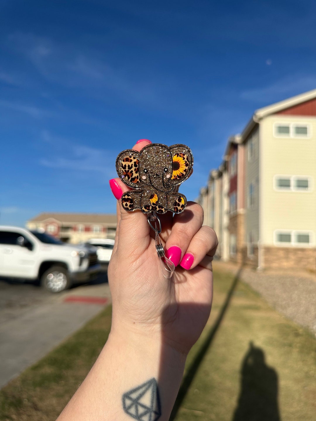 Elephant Badge Reel, Cute Elephant Badge Reel, Glitter Badge Reel ...