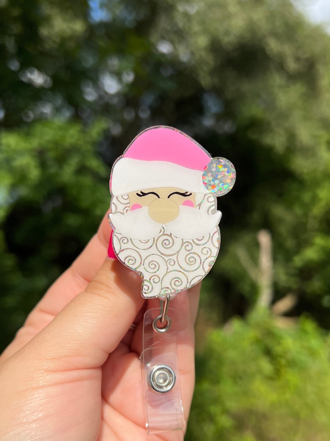 Pink Santa Badge Reel, Santa Claus Badge Reel, Santa Badge Reel ...