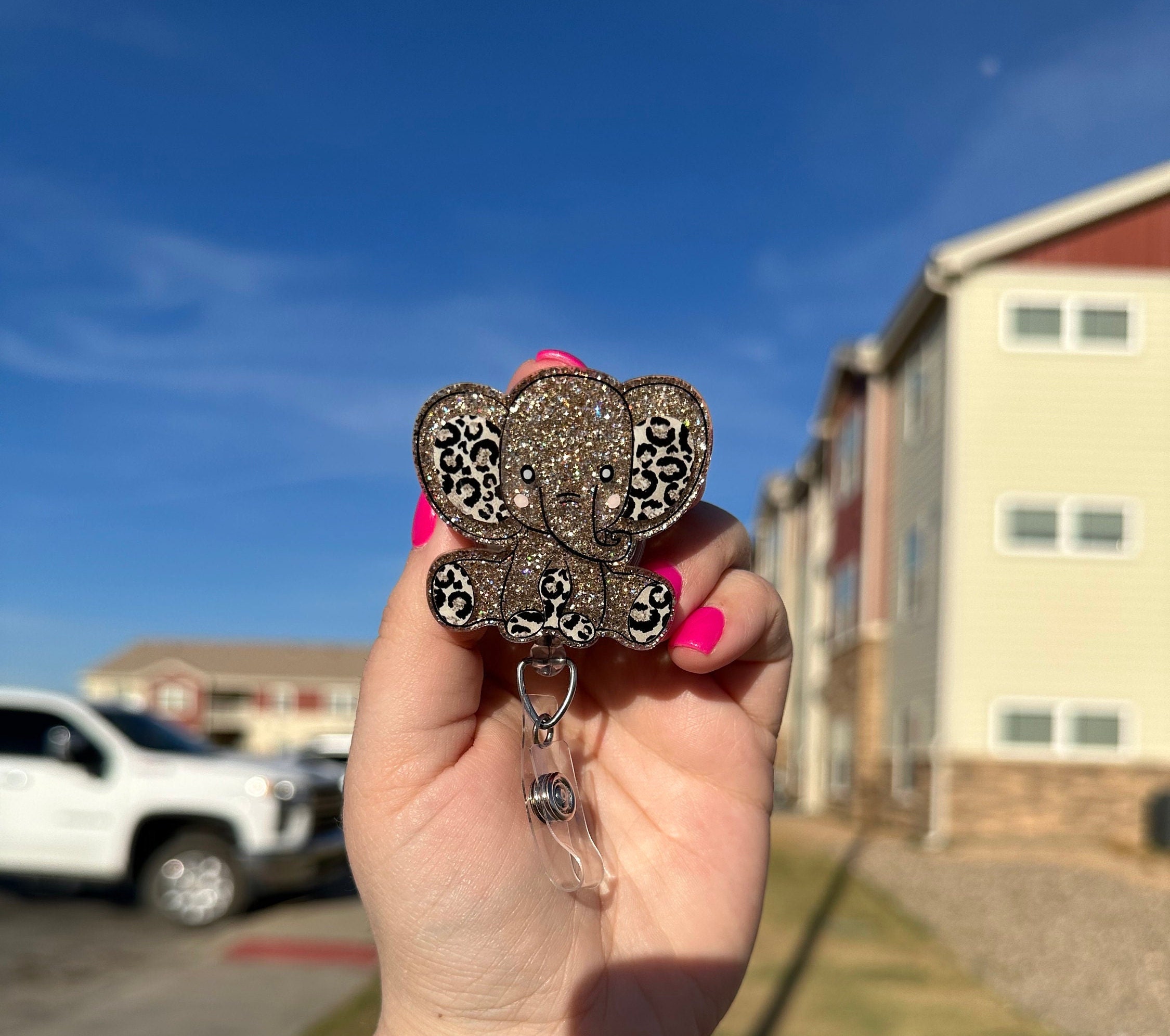 Elephant Badge Reel Cute Elephant Badge Reel Glitter Badge - Etsy