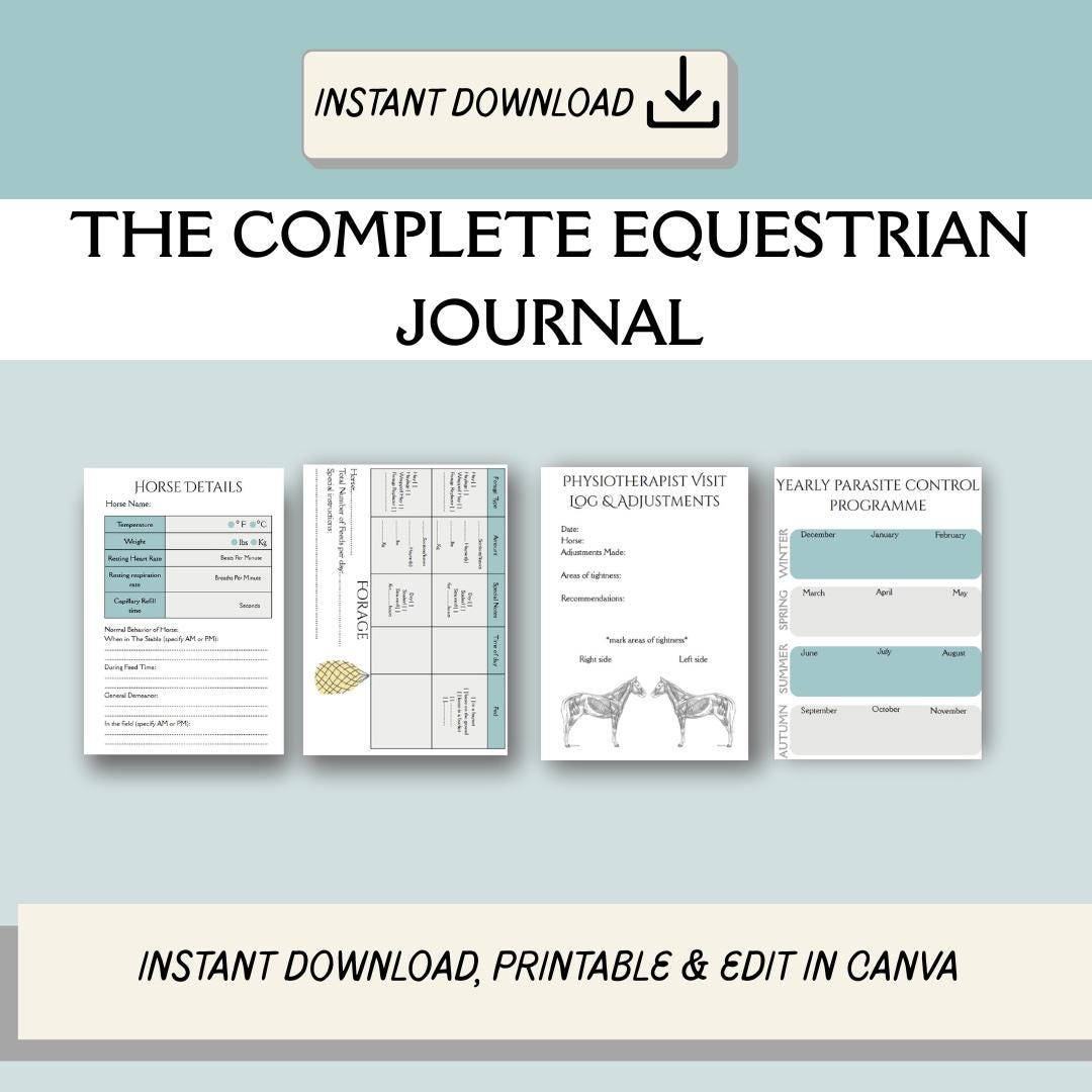 The Complete Equestrian Journal. Equestrian Journal Planner Log ...