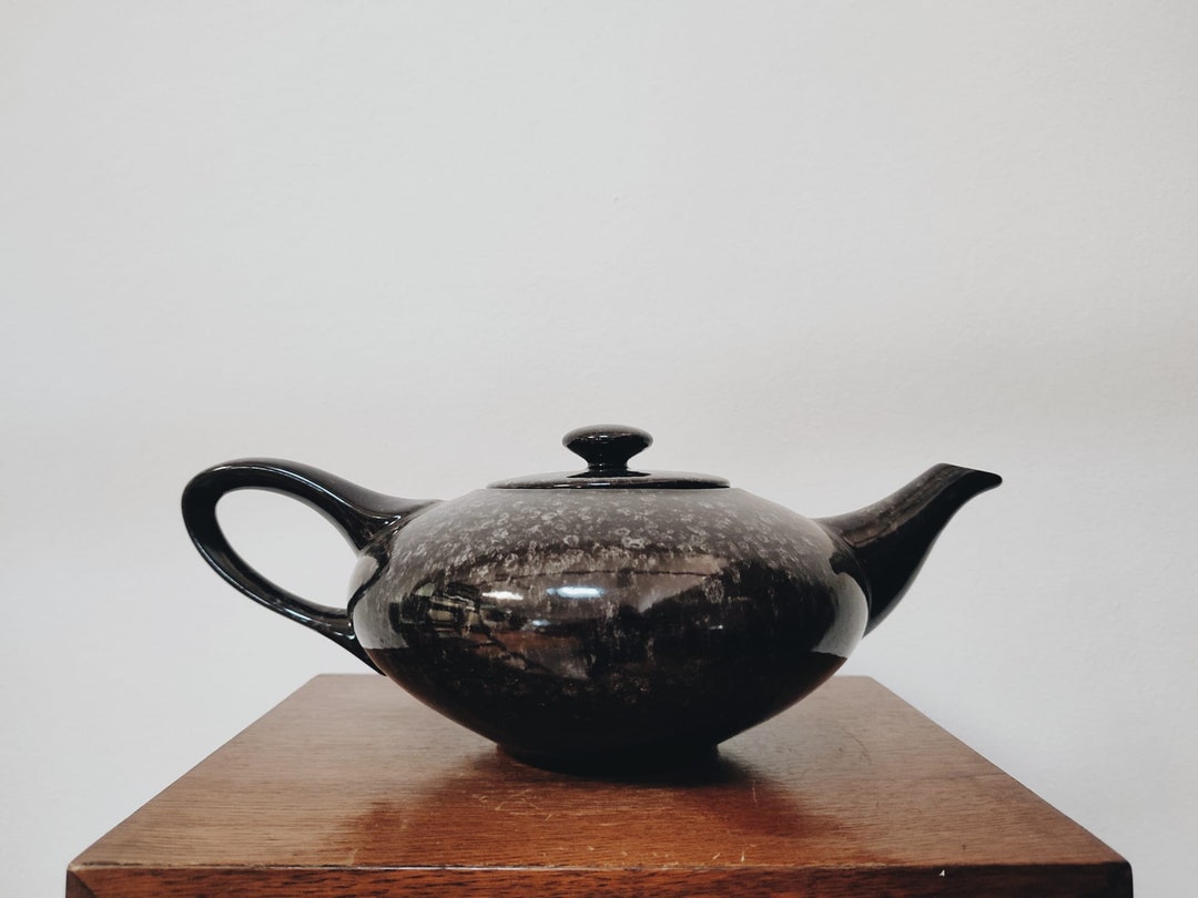 Mid-century Modern Teapot | Ceramic Teapot | Low Teapot | Black | - Etsy